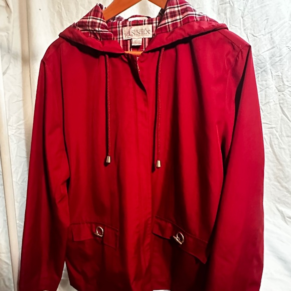 Casual Corner | Jackets & Coats | Womens Red Rain Jacket Wplaid Lining ...